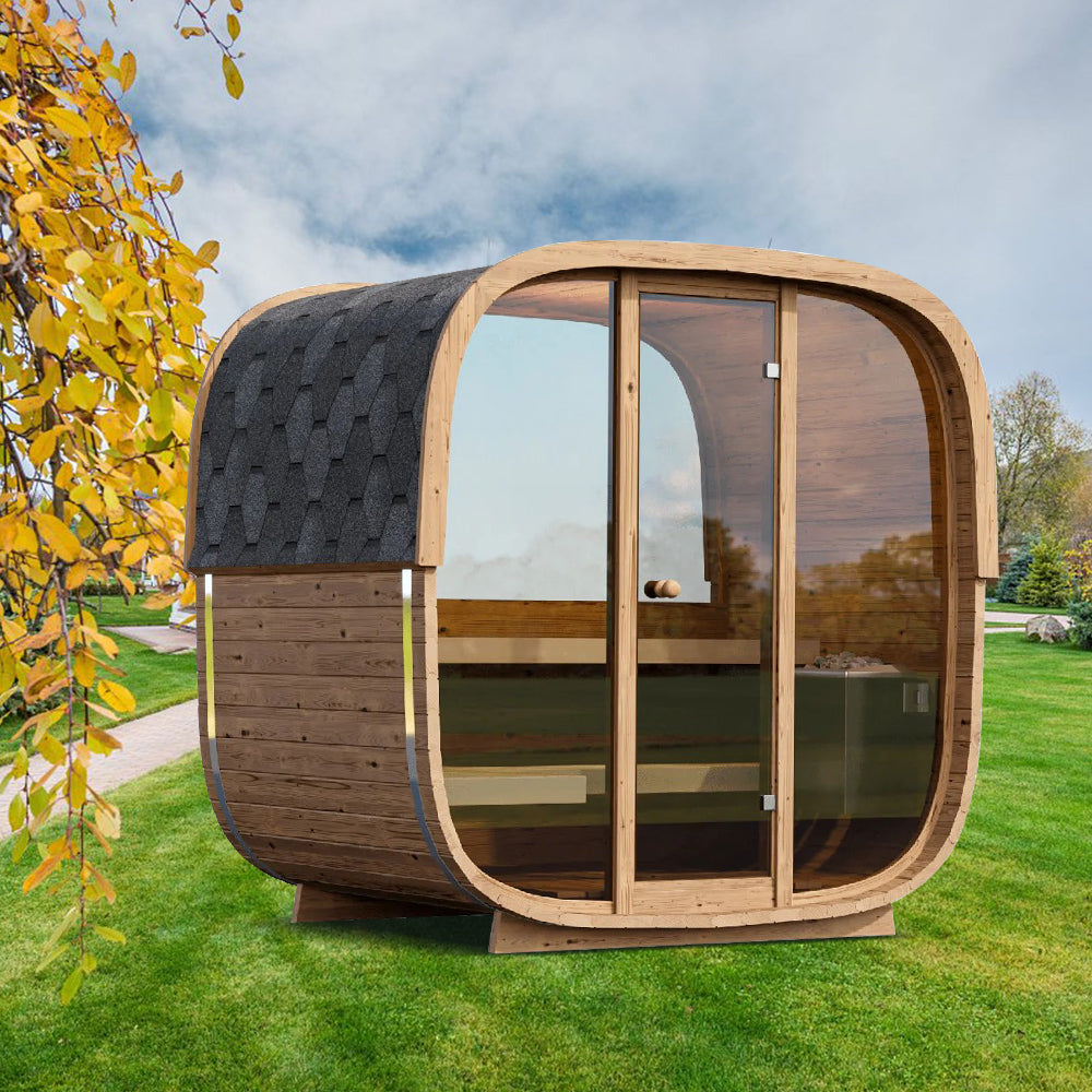 SAUNASNET® Luxurious Cube Outdoor Sauna Room Square 01