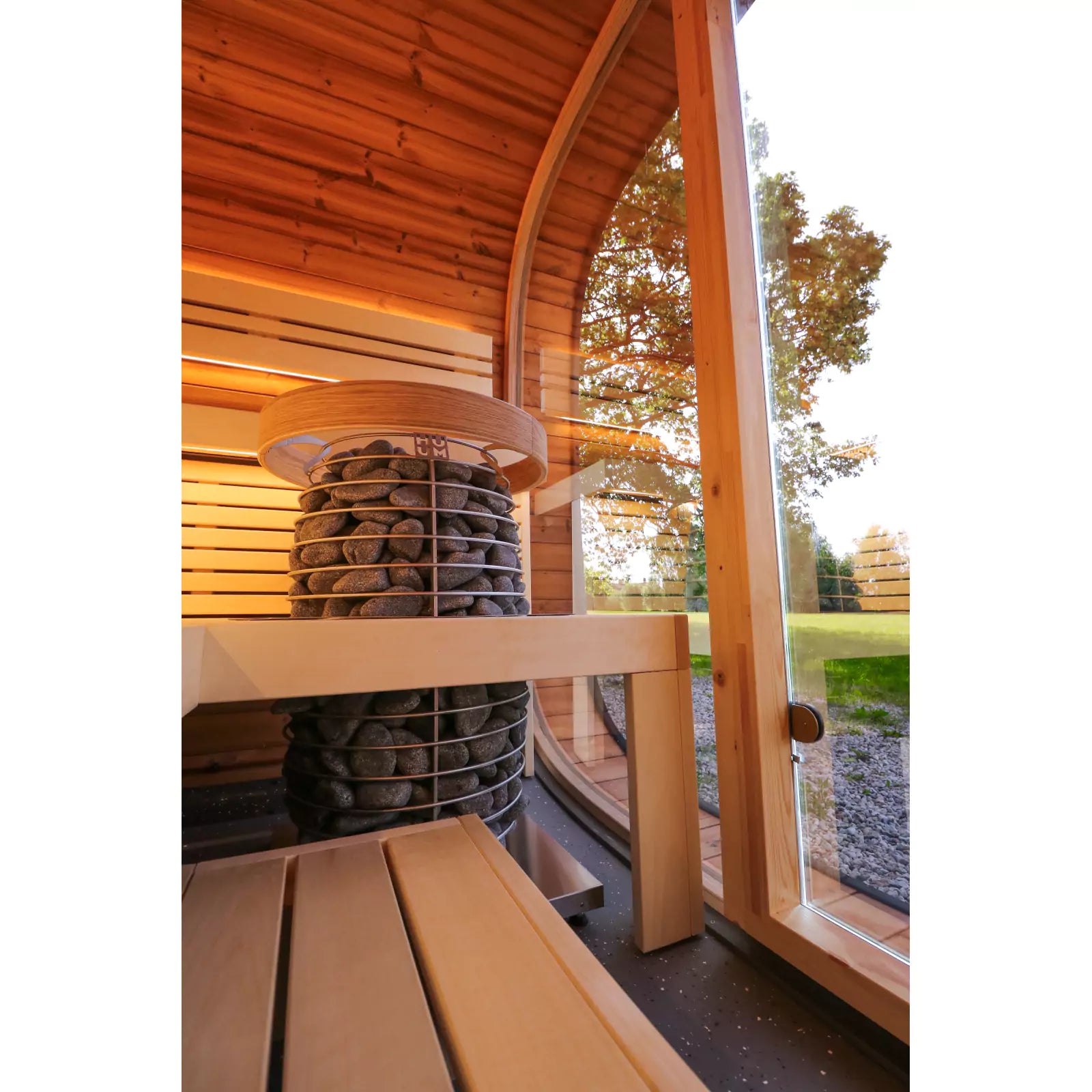 SAUNASNET® Echo Round Cube Outdoor Cabin Sauna For 6-8 People (Facing