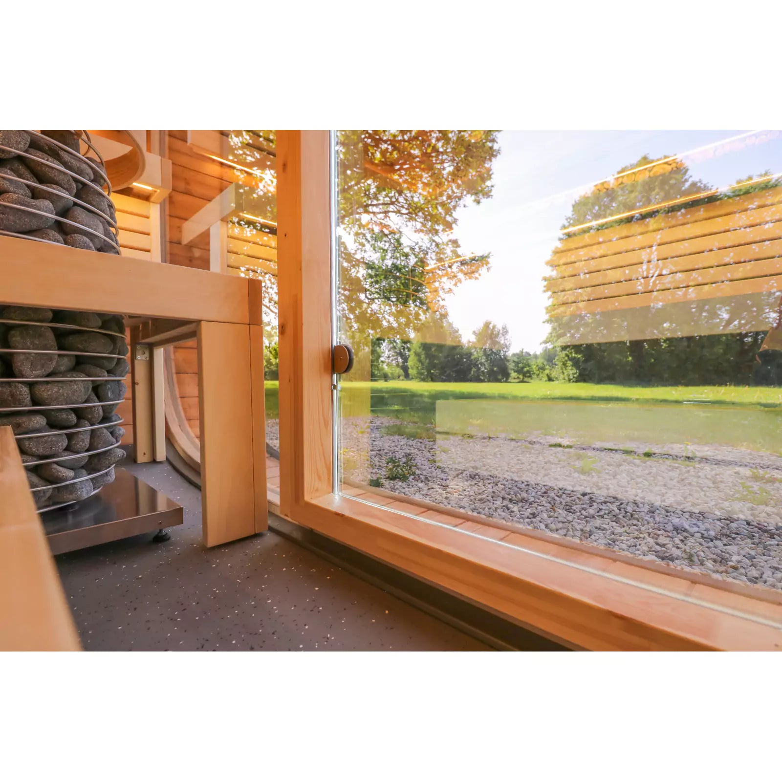 SAUNASNET® Echo Round Cube Outdoor Cabin Sauna For 6-8 People (Facing