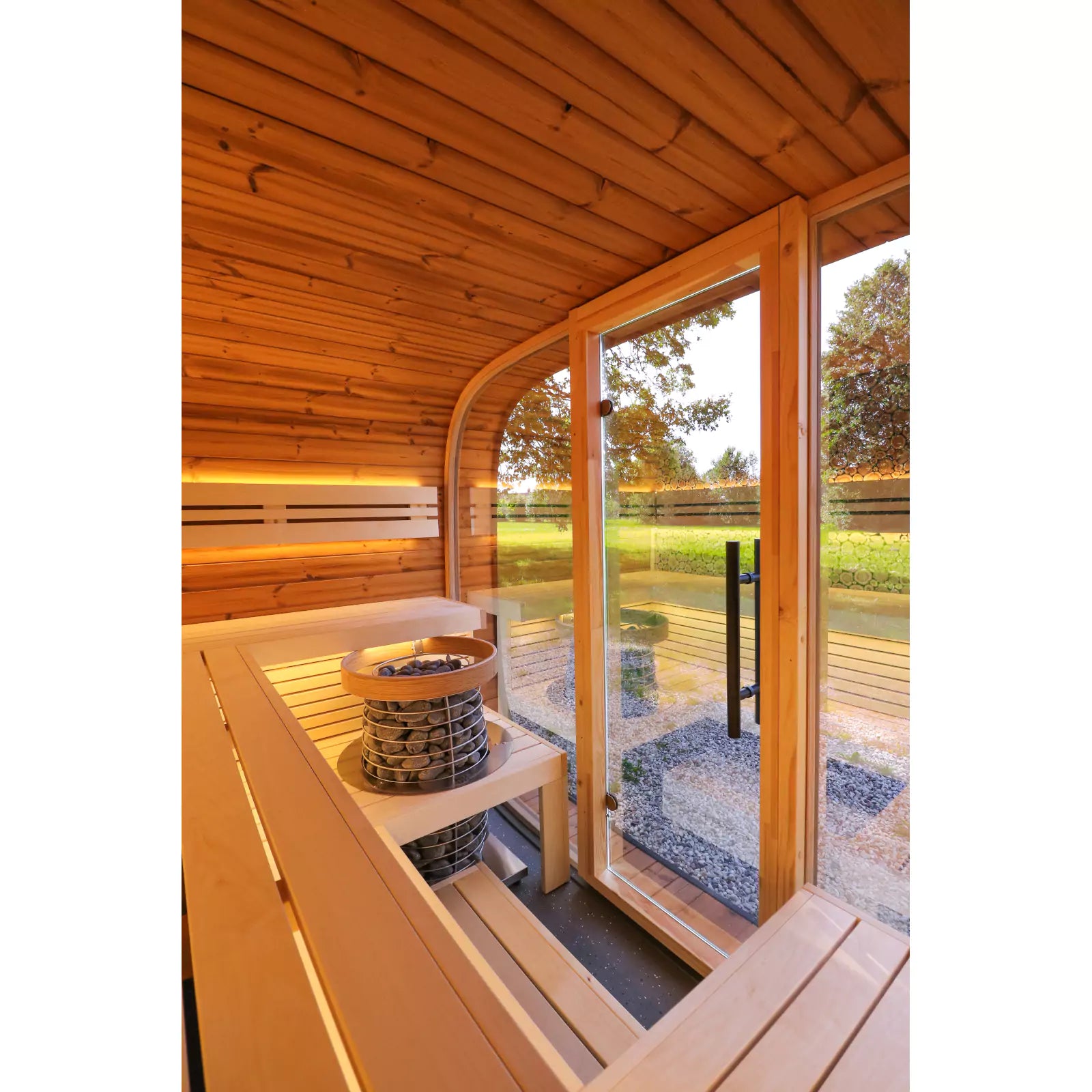 SAUNASNET® Echo Round Cube Outdoor Cabin Sauna For 6-8 People (Facing